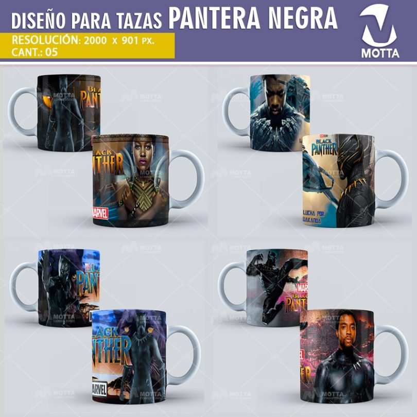 PANTERA NEGRA DISEÑOS PARA SUBLIMAR TAZAS