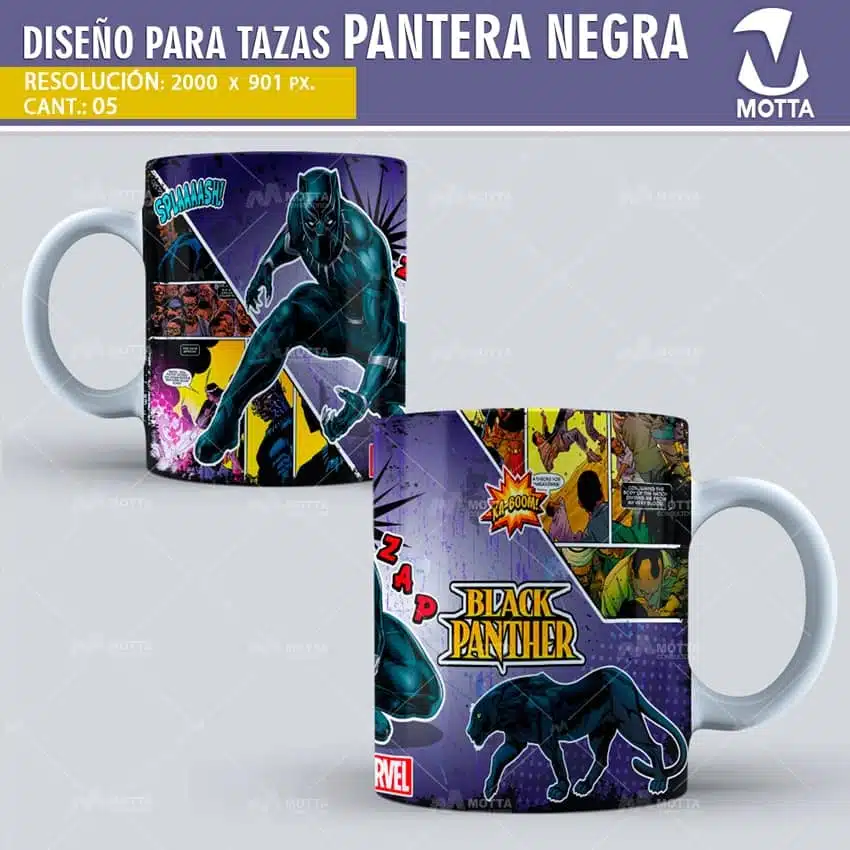 PANTERA NEGRA DISEÑOS PARA SUBLIMAR TAZAS